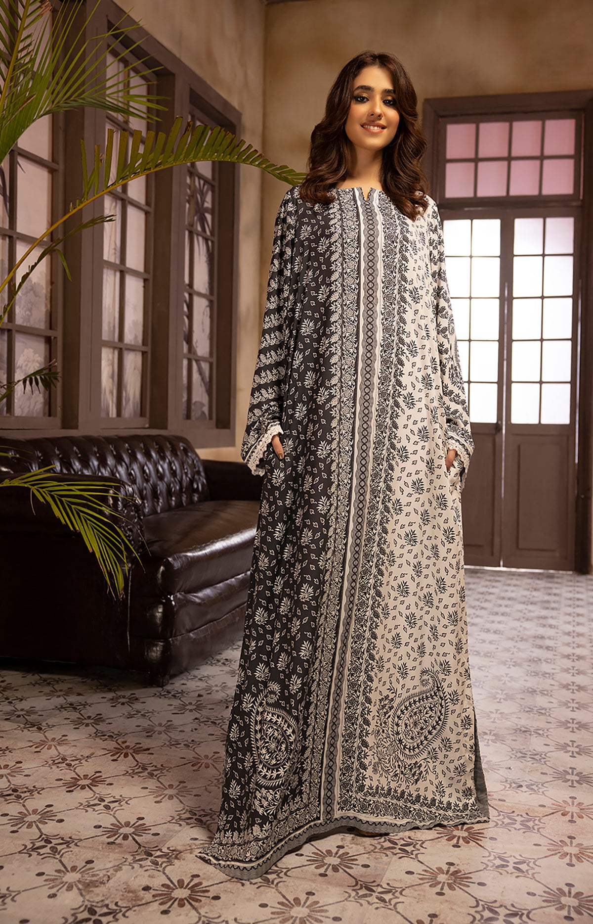 1-PC Printed Stitched Fustaan Long Dress Nishat UAE – NISHAT UAE